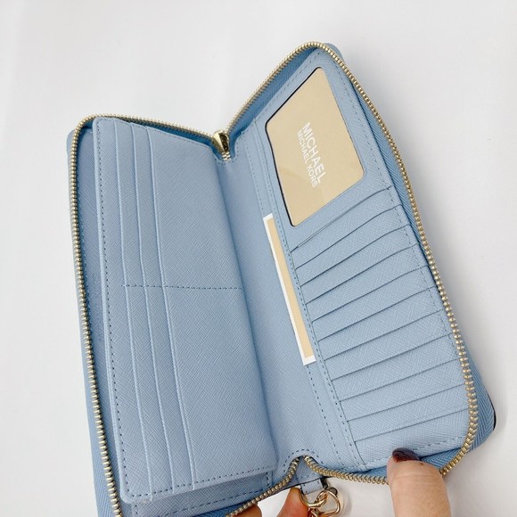 Michael Kors | Bags | Michael Kors Pale Blue Jet Set Travel Continental ...